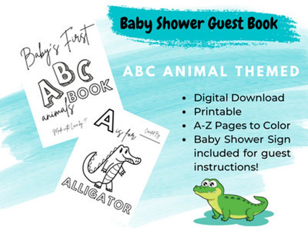 Cute Animal ABC Guest Book | Baby Shower Activities | Baby Shower ...