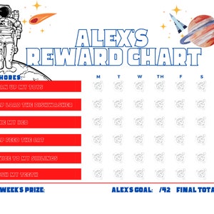 EDITABLE Space Reward Chart | Space Chore Chart | Space Behavior Chart ...