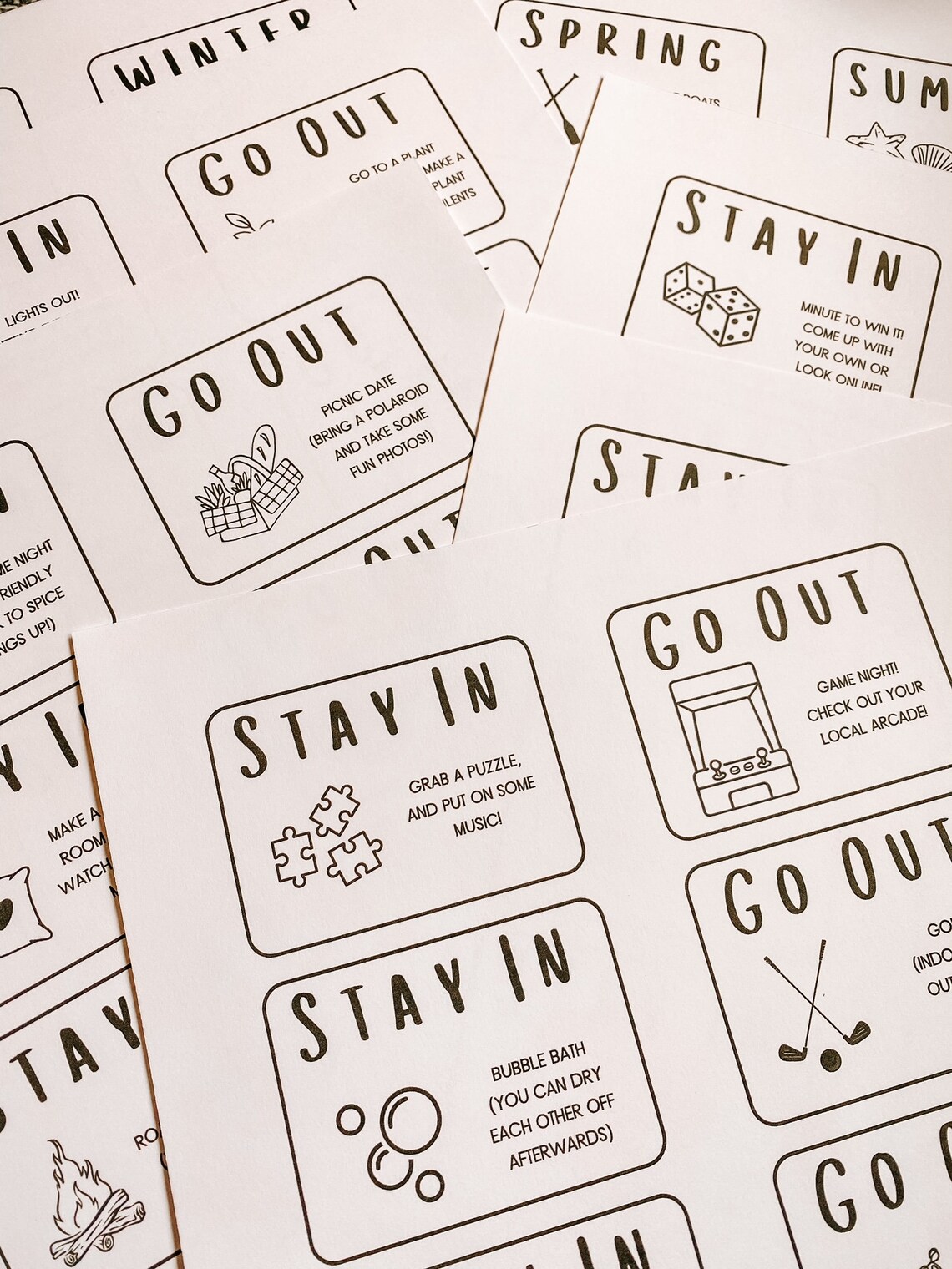 Date Night Printable Cards 56 Cards Valentine's Day Anniversary Gift ...