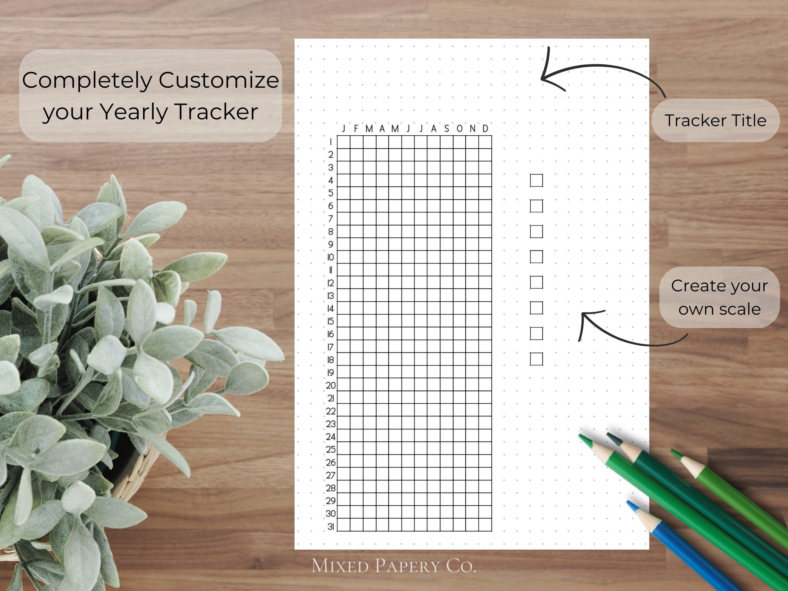 Customizable Blank Yearly Tracker, Blank Tracker, Premade Bullet ...