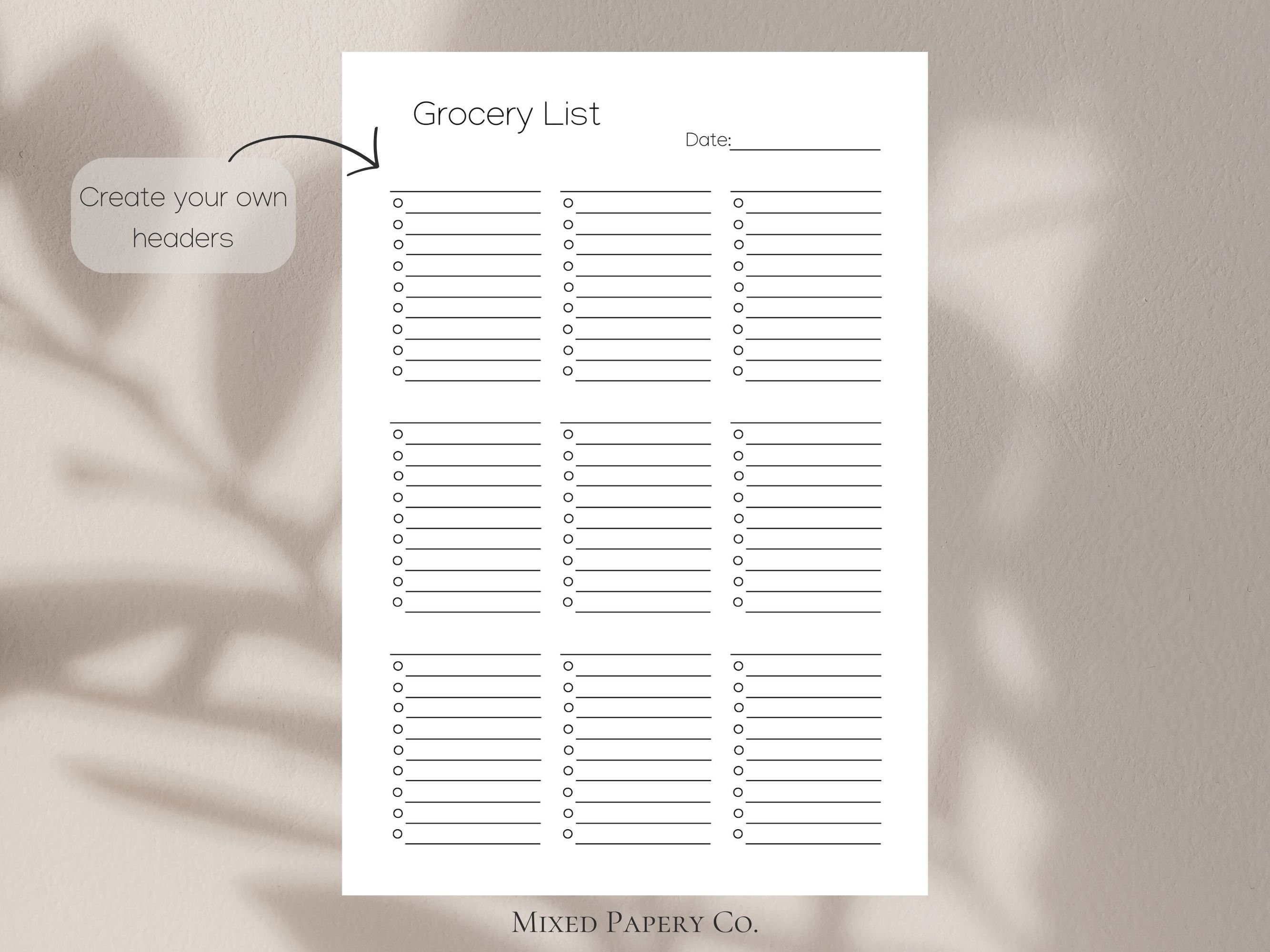 Grocery List Printable, Meal Prep, Grocery Shopping List, Tracker ...
