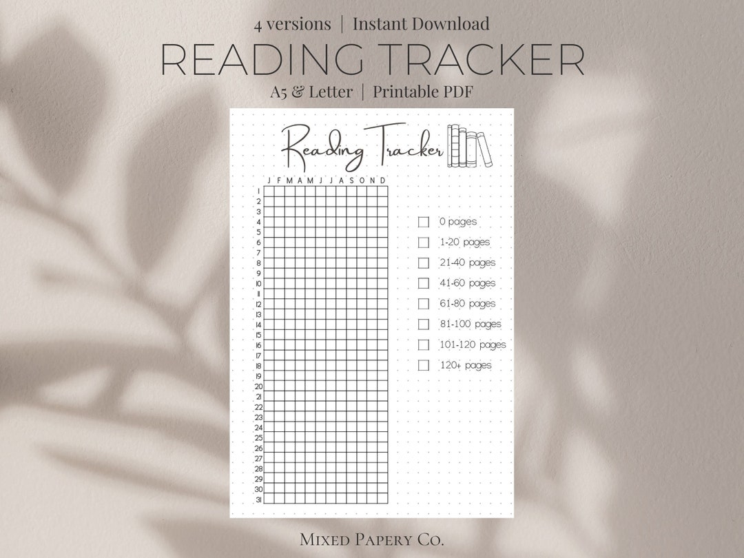 Reading Tracker, Yearly Reading Log, Premade Bullet Journal Page ...