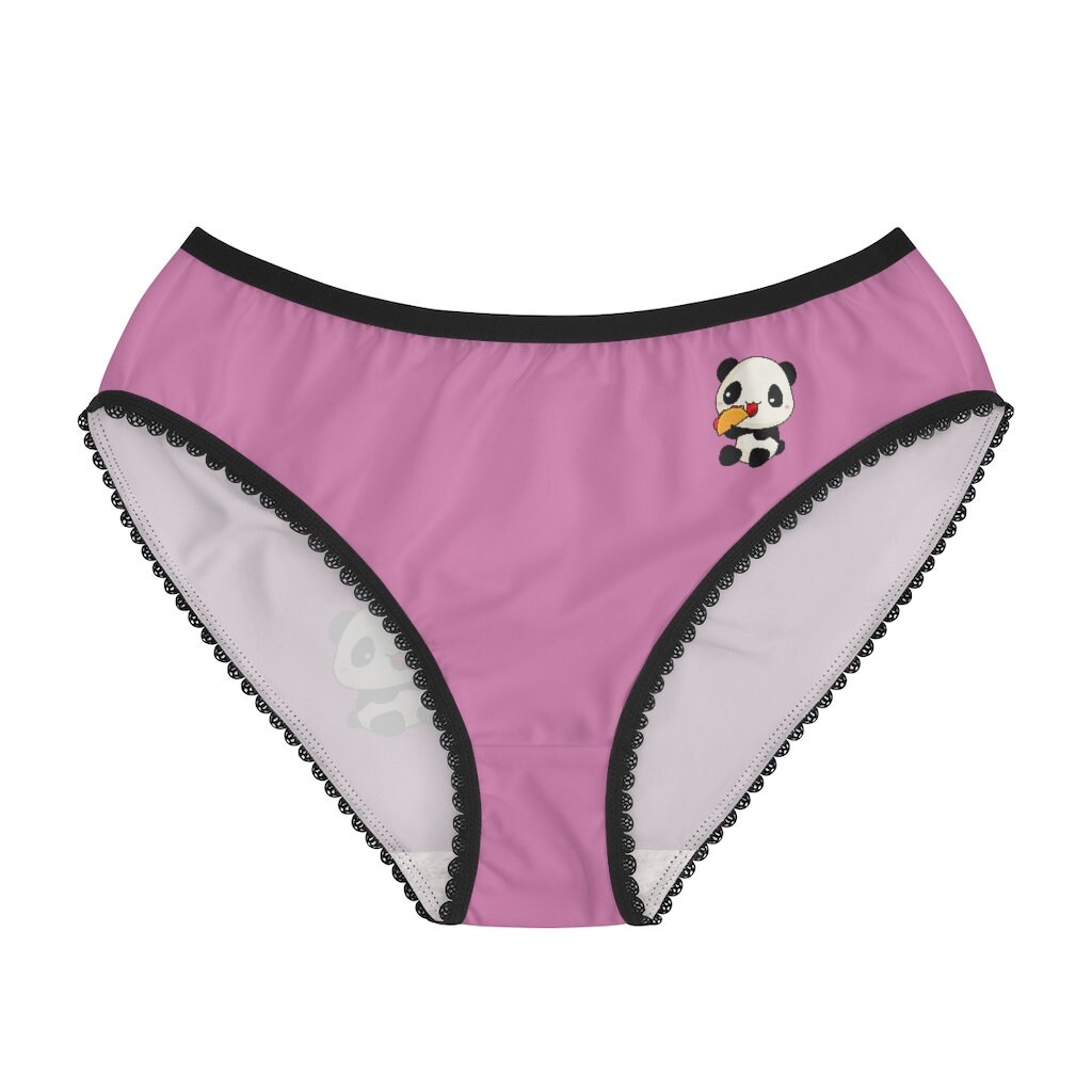 Cute Pink Womens Underwear With A Panda Eating A Taco Etsy