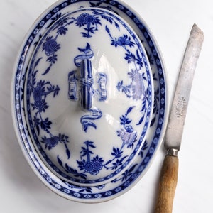 1871 Minton Delft Ironstone Lidded Tureen: Blue Floral China - Etsy