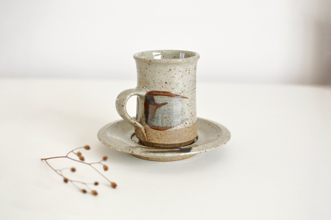 Vintage Molly Perry Studio Pottery Stoneware Coffee Cup and Saucer I ...
