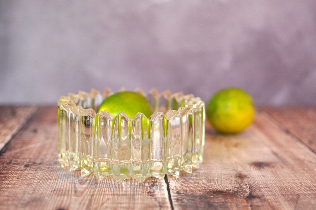 Modernist 1950's Sowerby Glass Sawtooth Bowl | Mid-century Style ...