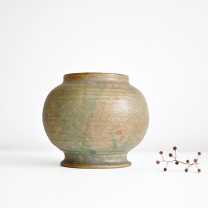 Vintage Muted Sage Green and Brown Drip Glazed Vase I Alan Harmer ...