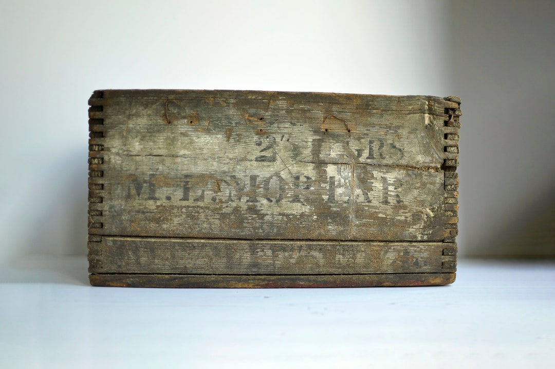 Rustic Wooden Crate With Worn Typography Old Wooden Storage Box Kitchen ...