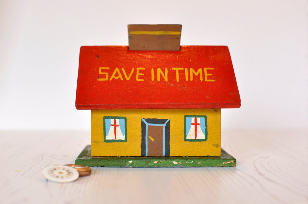 Antique Hand Painted Wooden Money Box House / Cottage RARE - Etsy