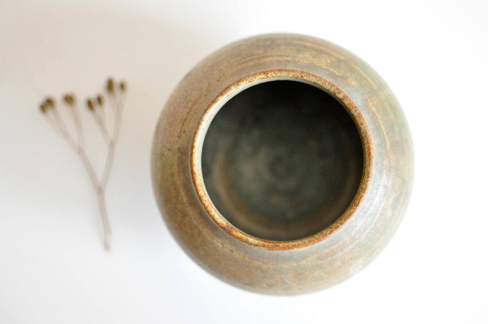 Vintage Muted Sage Green and Brown Drip Glazed Vase I Alan Harmer ...