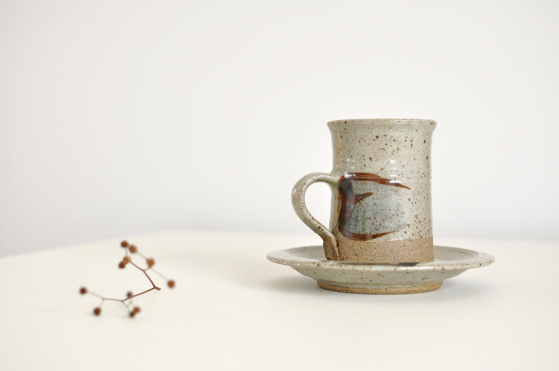 Vintage Molly Perry Studio Pottery Stoneware Coffee Cup and Saucer I ...