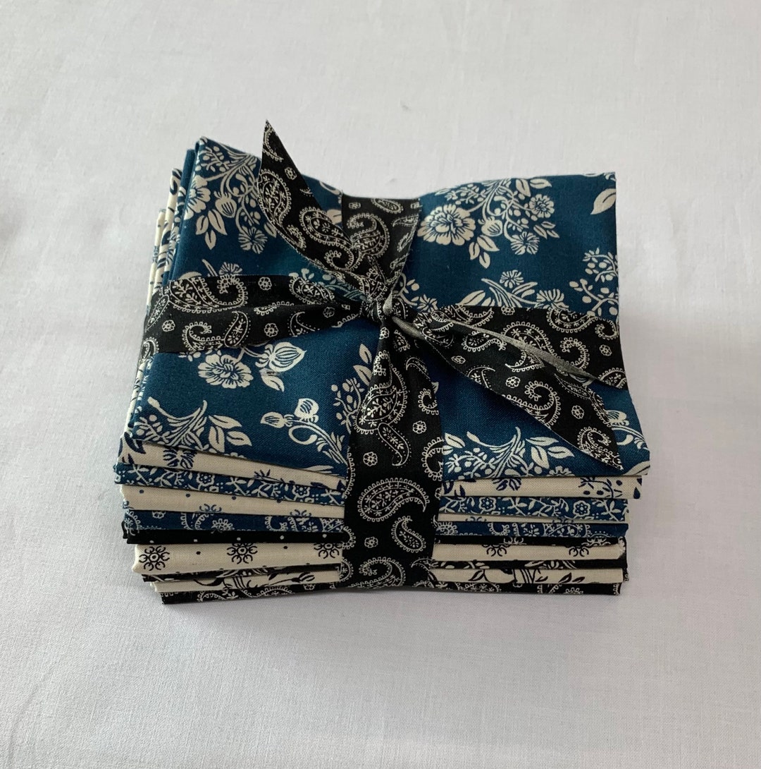 10pc Fat Quarter Bundle. Cowgirl 1800's Blue & Black. - Etsy