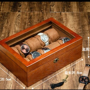 Father's Day Gift，custom Glass Lid Watch Storage Box With 10 Slots ...