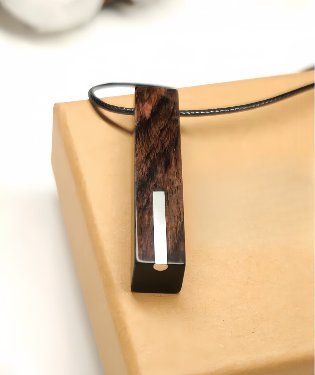 Minimalist Wood & Copper Silver Pendant Necklace, Custom Wood Pendant ...