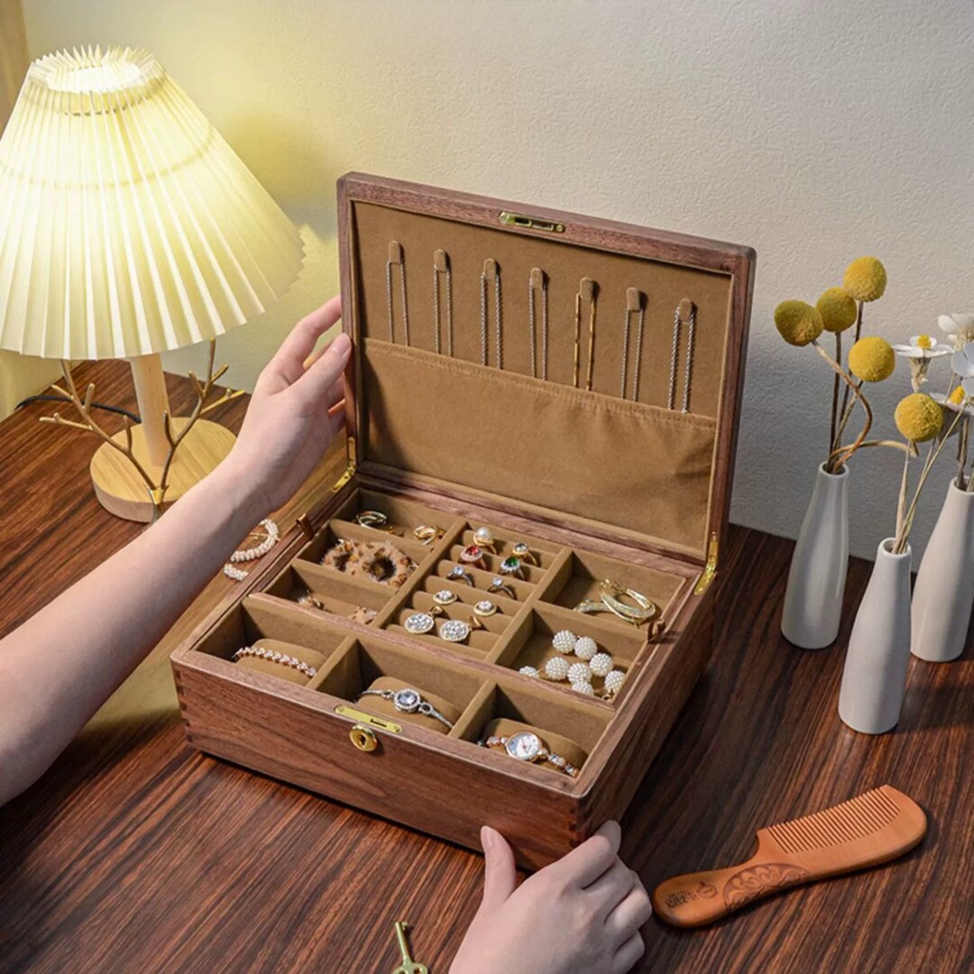 Custom Large Wood Jewelry Box, Custom Walnut Jewelry Box,large Jewelry ...