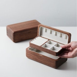 Two Layers Wood Jewelry Box, Custom Walnut Jewelry Box,wooden Jewelry ...