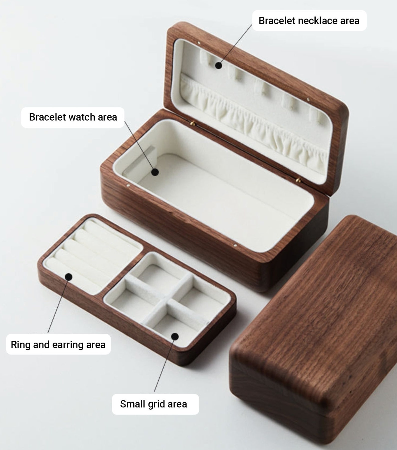 Two Layers Wood Jewelry Box, Custom Walnut Jewelry Box,wooden Jewelry ...