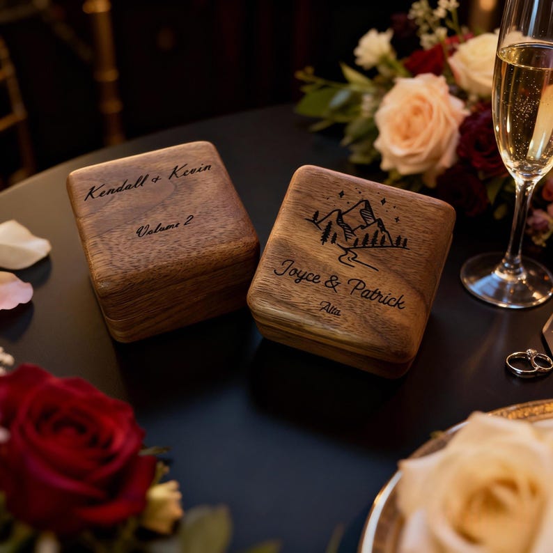 Custom LED Engagement Ring Box With Light, Personalized Wedding Ring ...