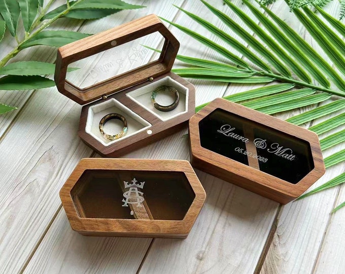 Personalized Wedding Ring Box Custom Engagement Ring Box Wood Ring Box ...