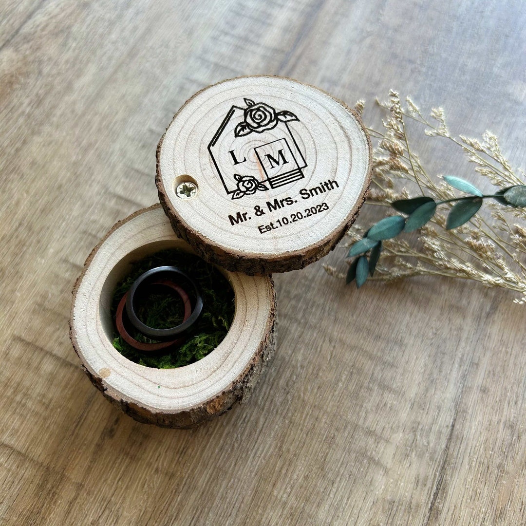 Personalized Wood Rustic Ring Box , Wedding Ring Box, Rustic Wedding ...