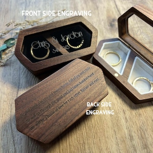 Dark Green Velvet Inlay Wedding Ring Box, Personalized Double Slot ...