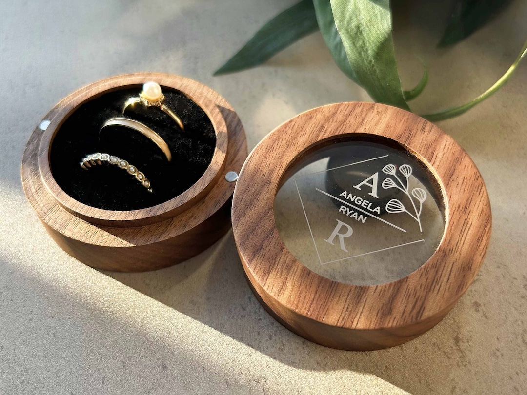 Personalized 3 Slot Ring Box for Wedding Ceremony, 3 Slot Wedding Ring ...