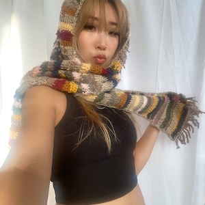 XL Multi Color Crochet Scarf / Head Scarf Babushka Hood Wrap - Etsy