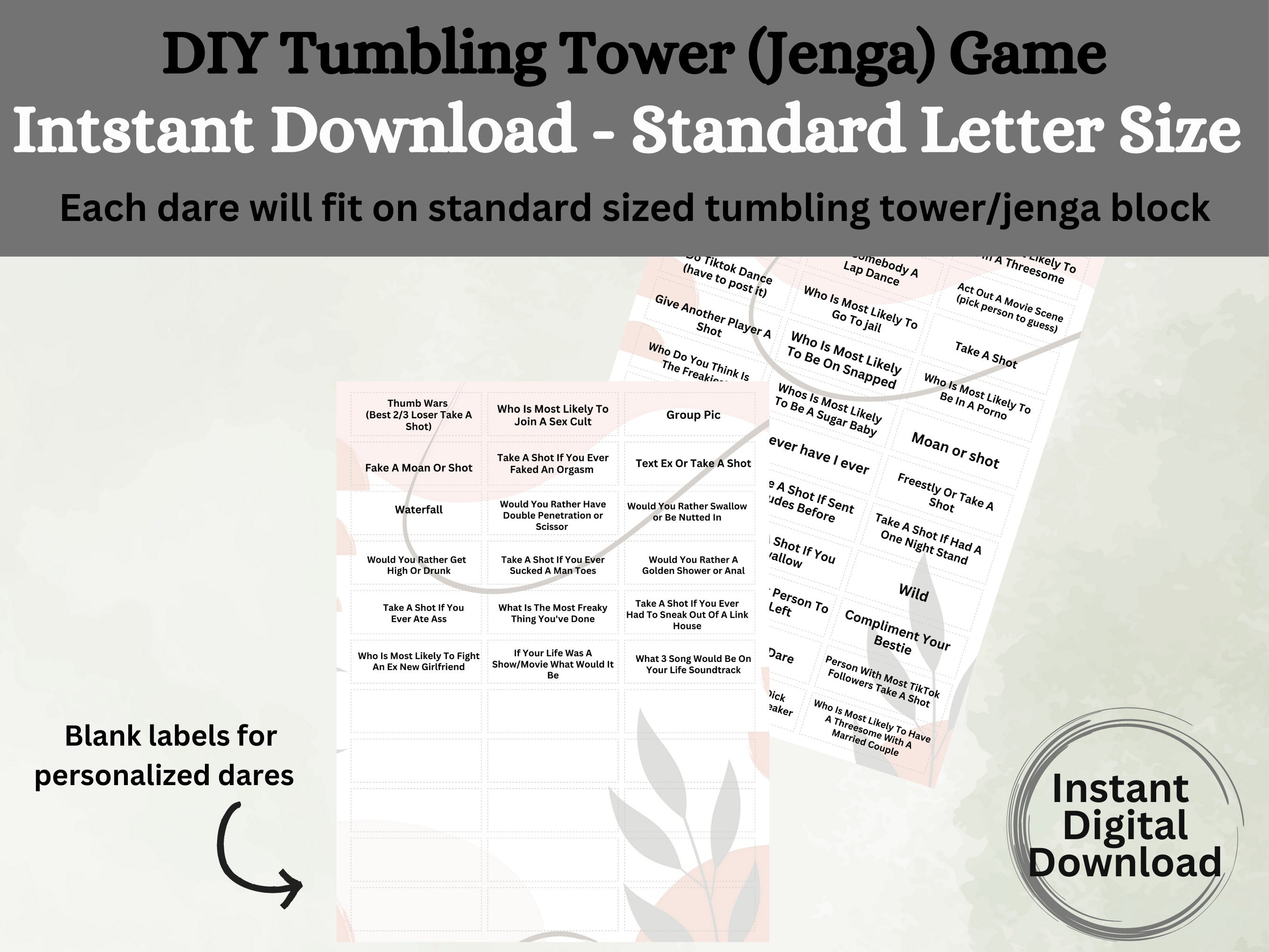 Ladies Night Adult Stacking Game | Adult Drinking Game | Tumbling Tower ...