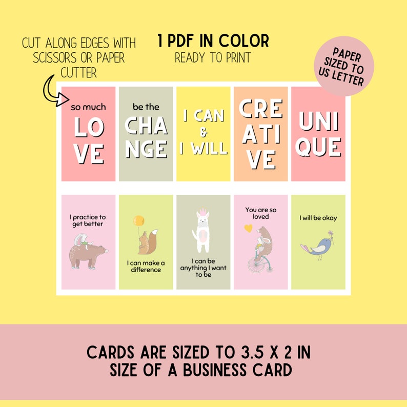 50 Mini Affirmations for Kids Card Deck in BRIGHTS & BOLD Lunch Box ...