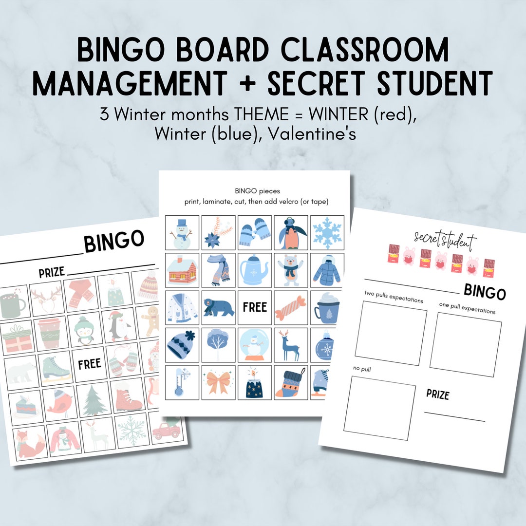 3 Winter Months BINGO Board Classroom Management Tool Secret Student ...