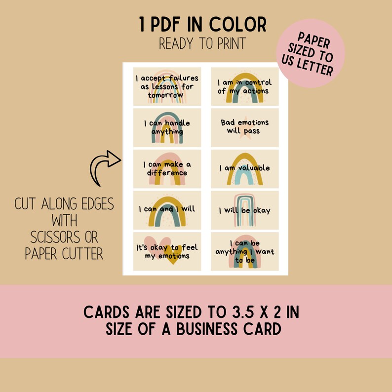 50 Mini Affirmations for Kids Card Deck in BOHO RAINBOW | Lunch Box ...
