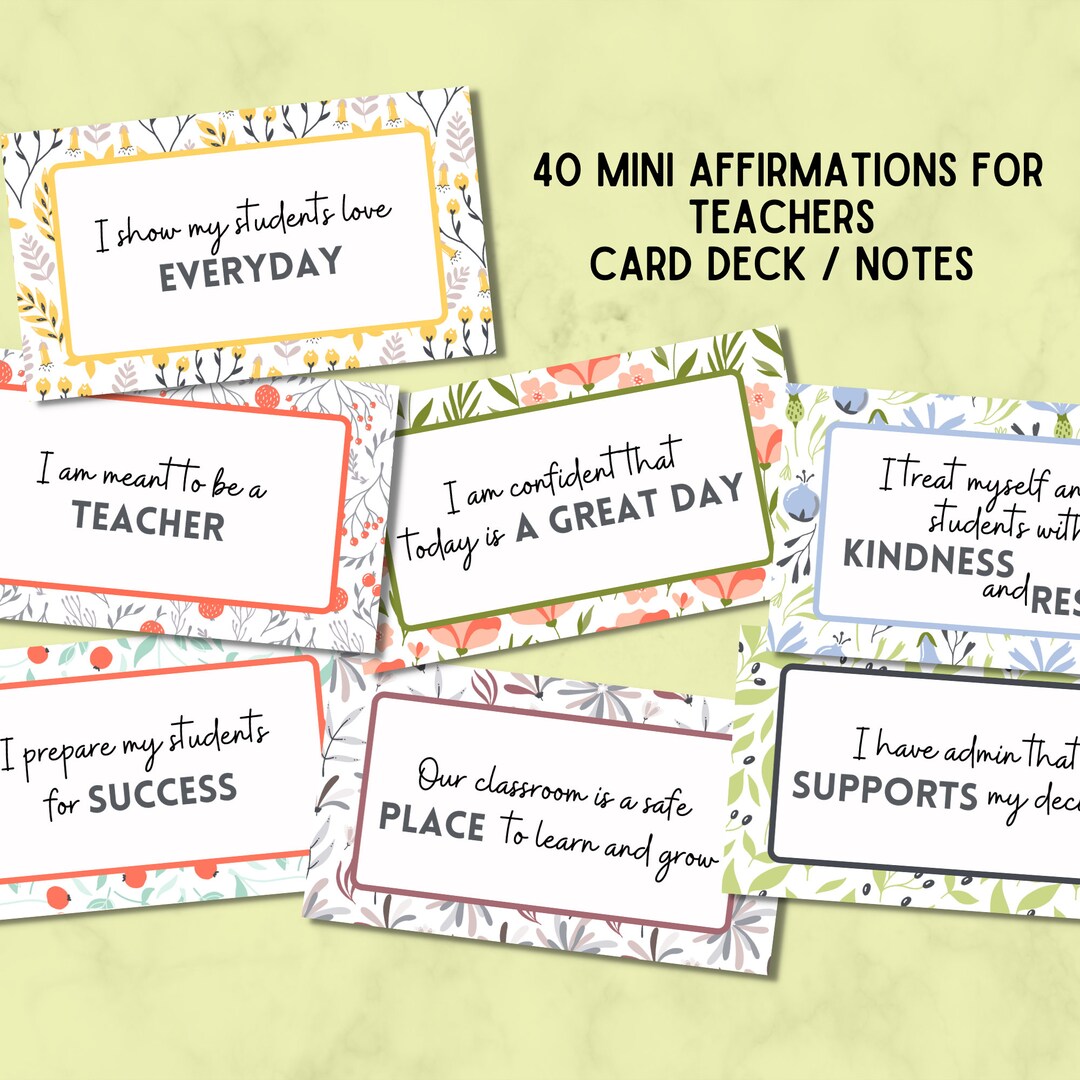 Deck of 40 Affirmations for Teachers in COLORFUL NATURE | Uplifting ...