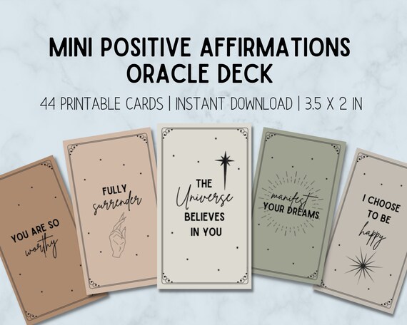 44 Mini Printable Positive Affirmations Oracle Deck Cards in - Etsy