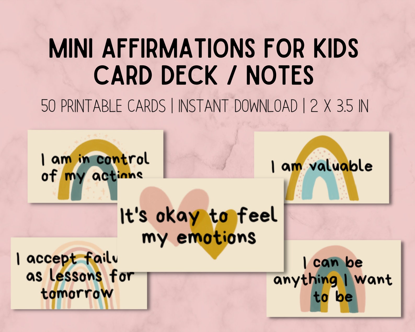 50 Mini Affirmations for Kids Card Deck in BOHO RAINBOW - Etsy