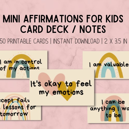 50 Mini Affirmations for Kids Card Deck in BOHO RAINBOW - Etsy