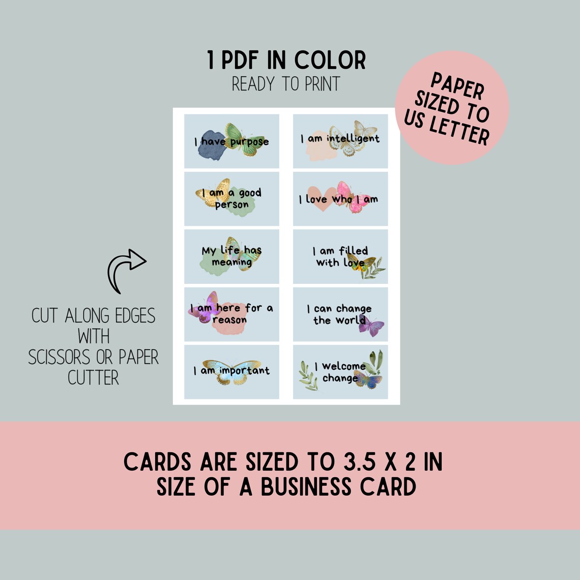 50 Mini Affirmations for Kids Card Deck in Butterflies Kid's Lunch Box ...