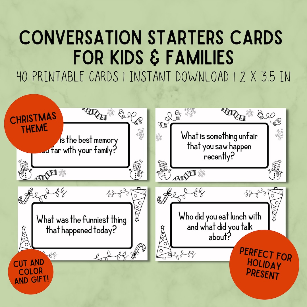 40 Conversation Starter for Kids & Families Card Deck in CHRISTMAS ...