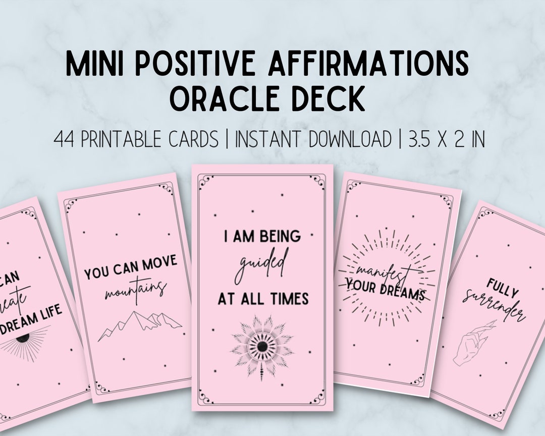 44 Mini Printable Positive Affirmations in PINK Oracle Deck - Etsy