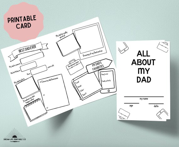 All About Dad Questionnaire Card Father's Day Gift | Etsy
