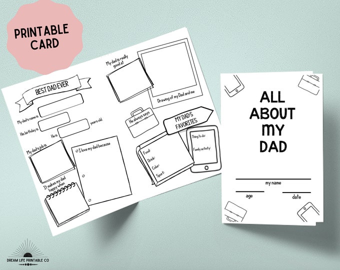 All About Dad Questionnaire Card Father's Day Gift - Etsy