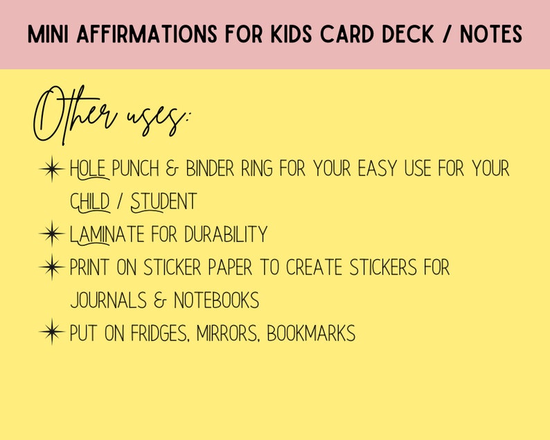 50 Mini Affirmations for Kids Card Deck in BRIGHTS & BOLD - Etsy