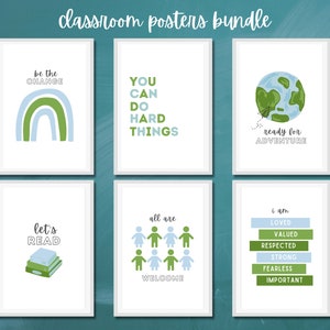 All Are Welcome Blue Green Themed Inclusive Classroom Printable Poster ...