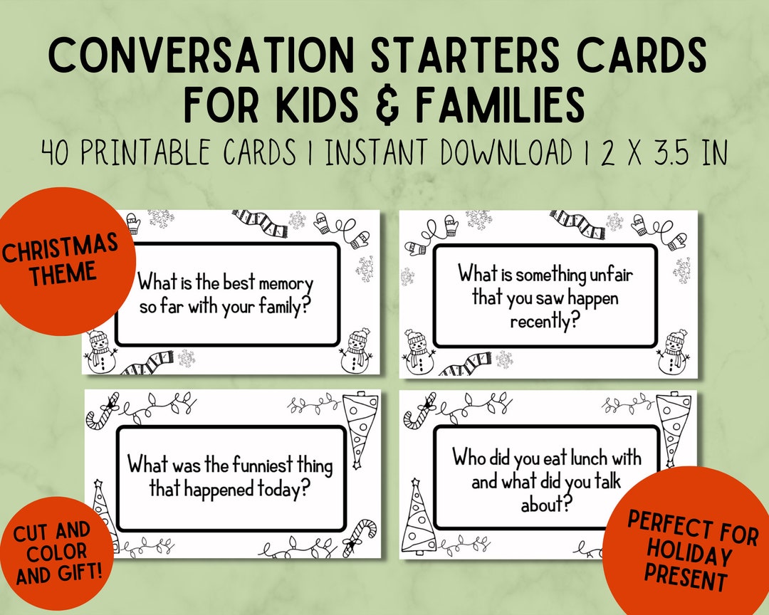40 Conversation Starter for Kids & Families Card Deck in - Etsy