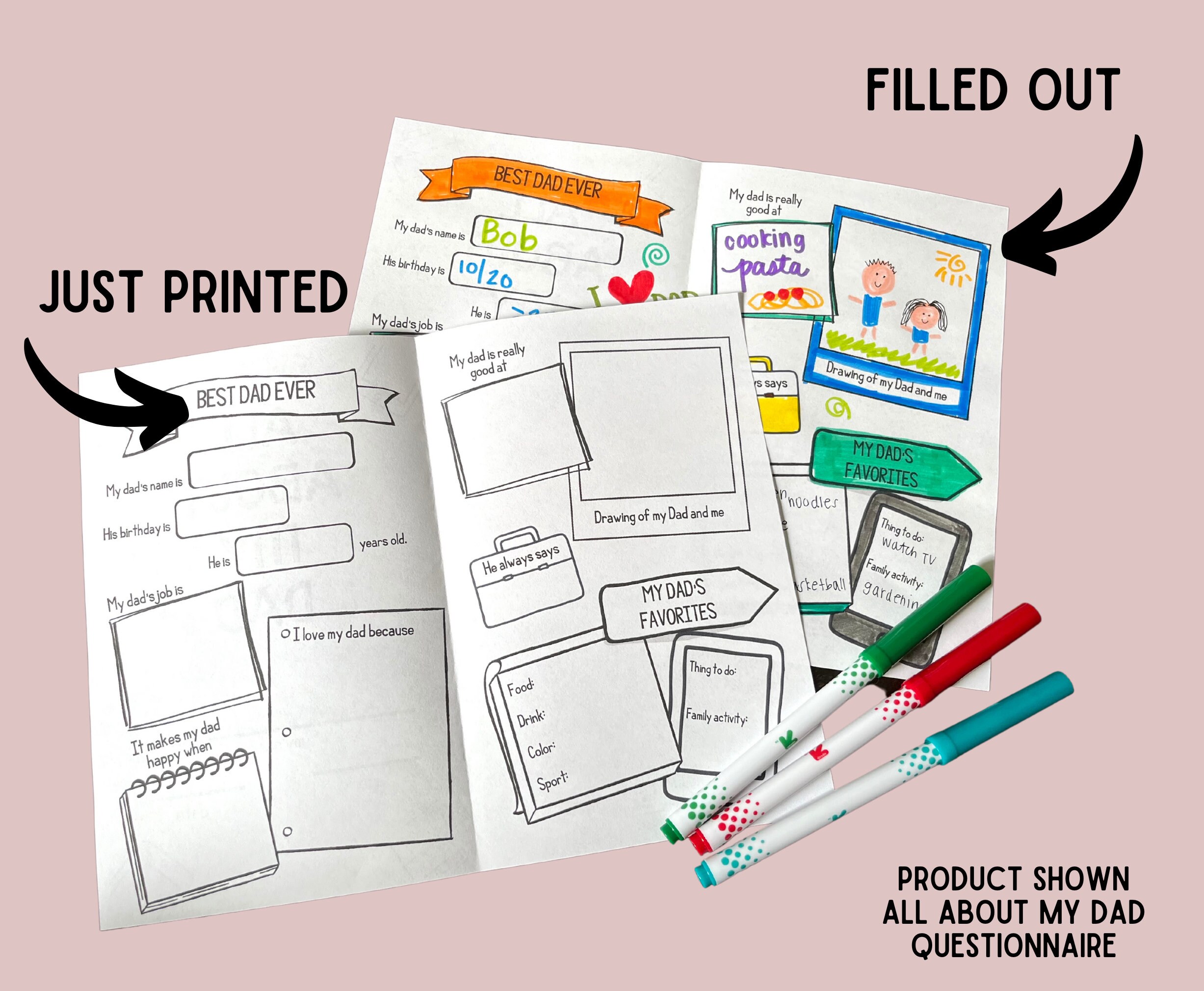 All About Dad Questionnaire Card Father's Day Gift - Etsy