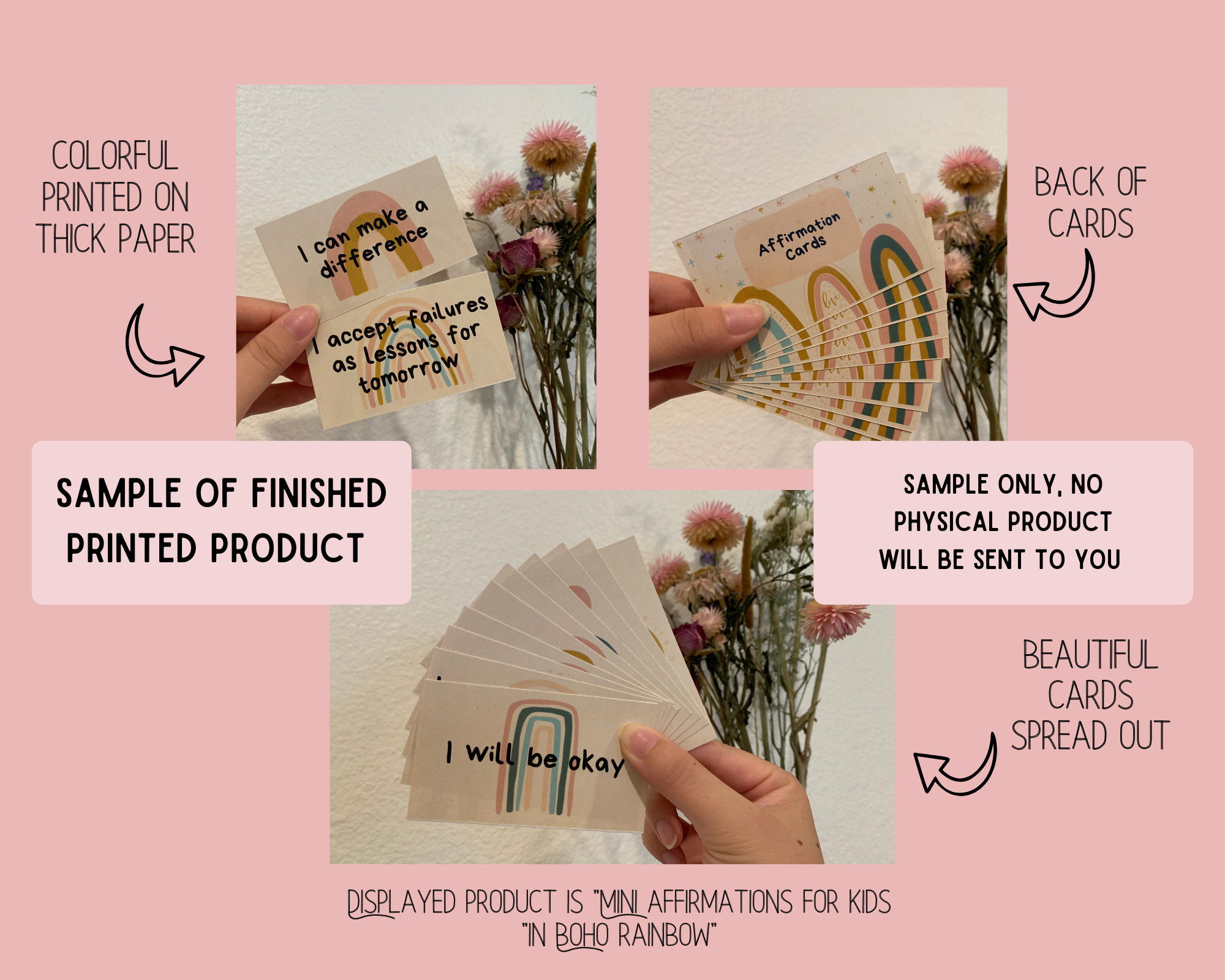 50 Mini Affirmations for Kids Card Deck in BOHO RAINBOW - Etsy