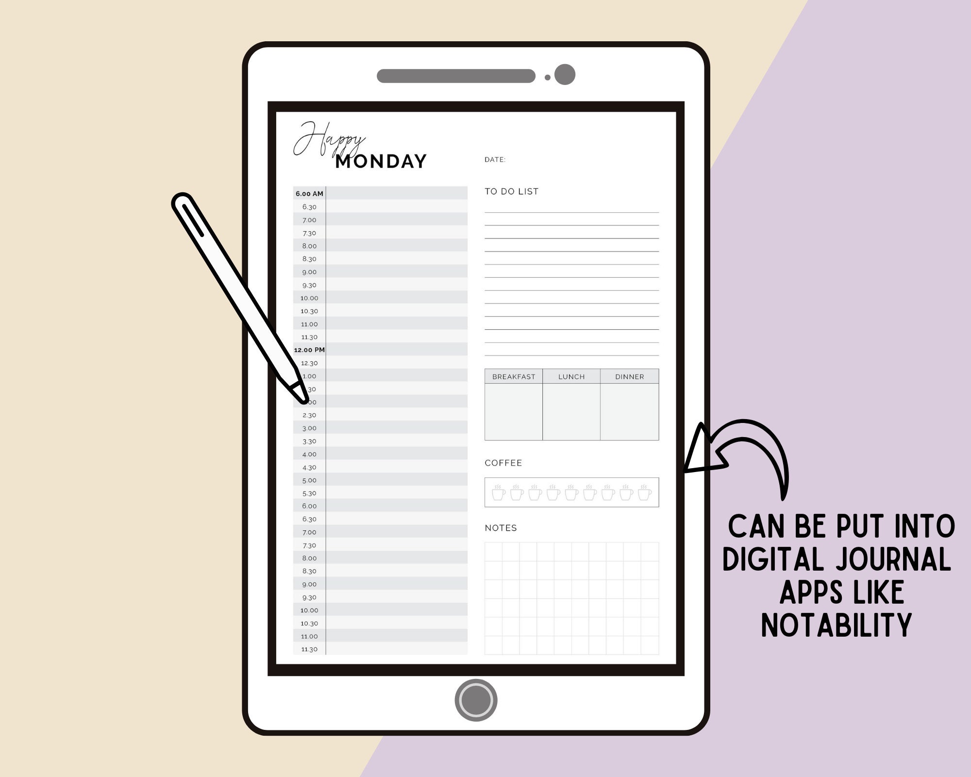 Daily Hourly Planner Printable Instant Download Hourly Spread, Time ...