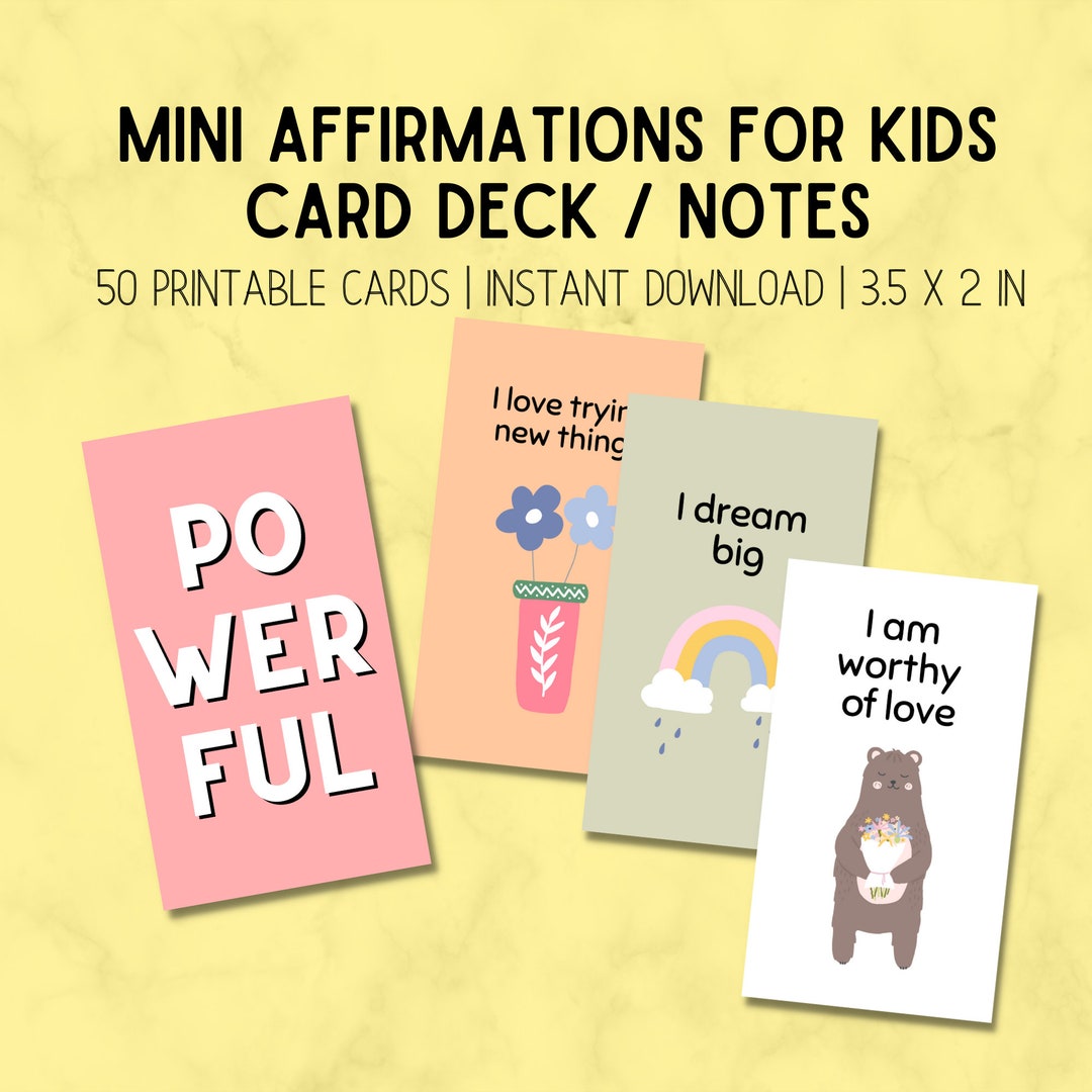 50 Mini Affirmations for Kids Card Deck in BRIGHTS & BOLD Lunch Box ...