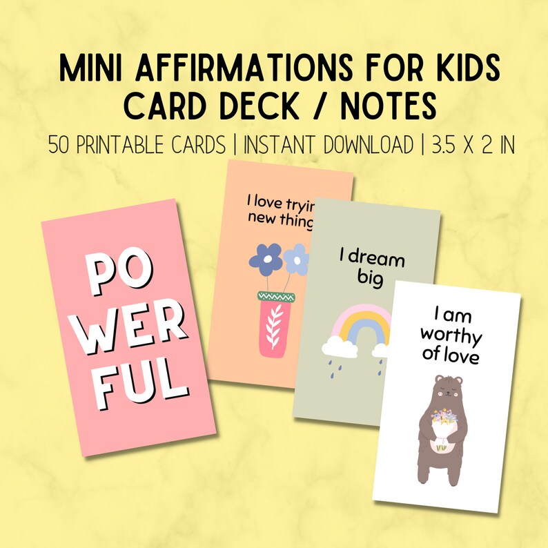 50 Mini Affirmations for Kids Card Deck in BRIGHTS & BOLD Lunch Box ...