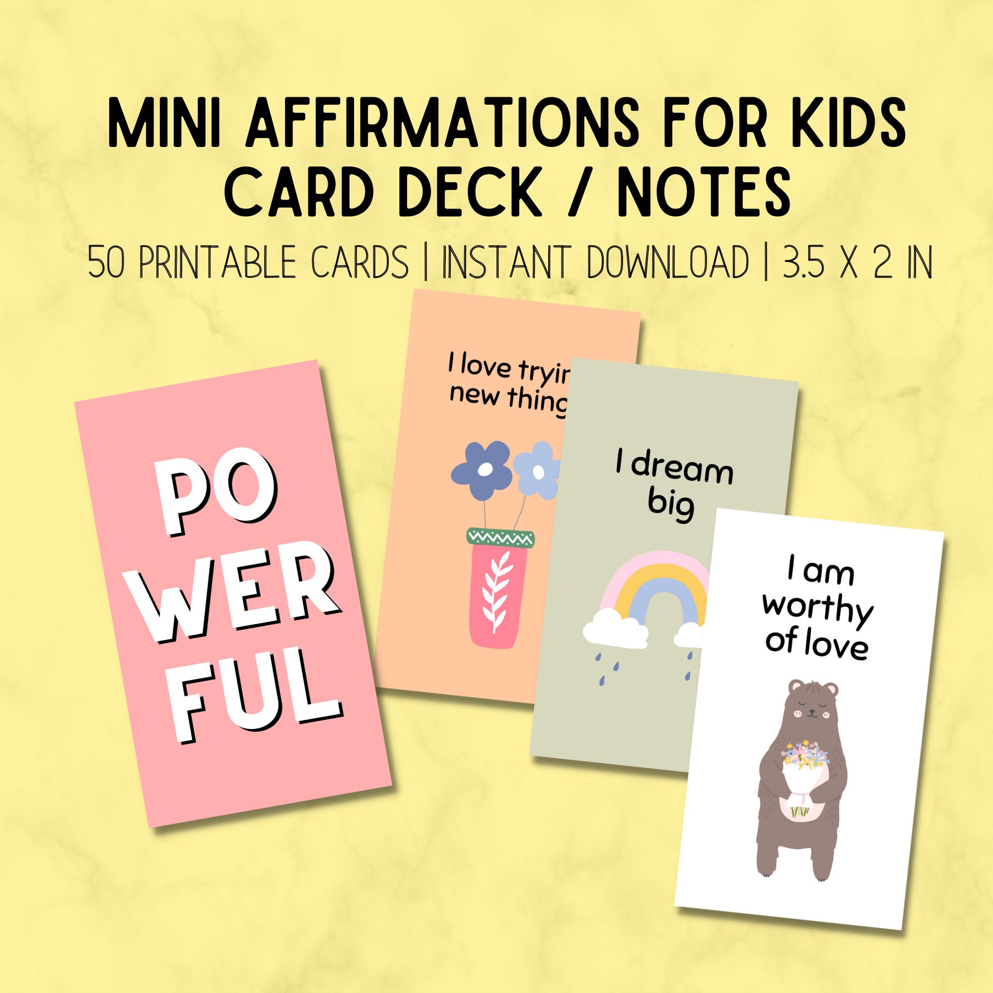 50 Mini Affirmations for Kids Card Deck in BRIGHTS & BOLD Lunch Box ...