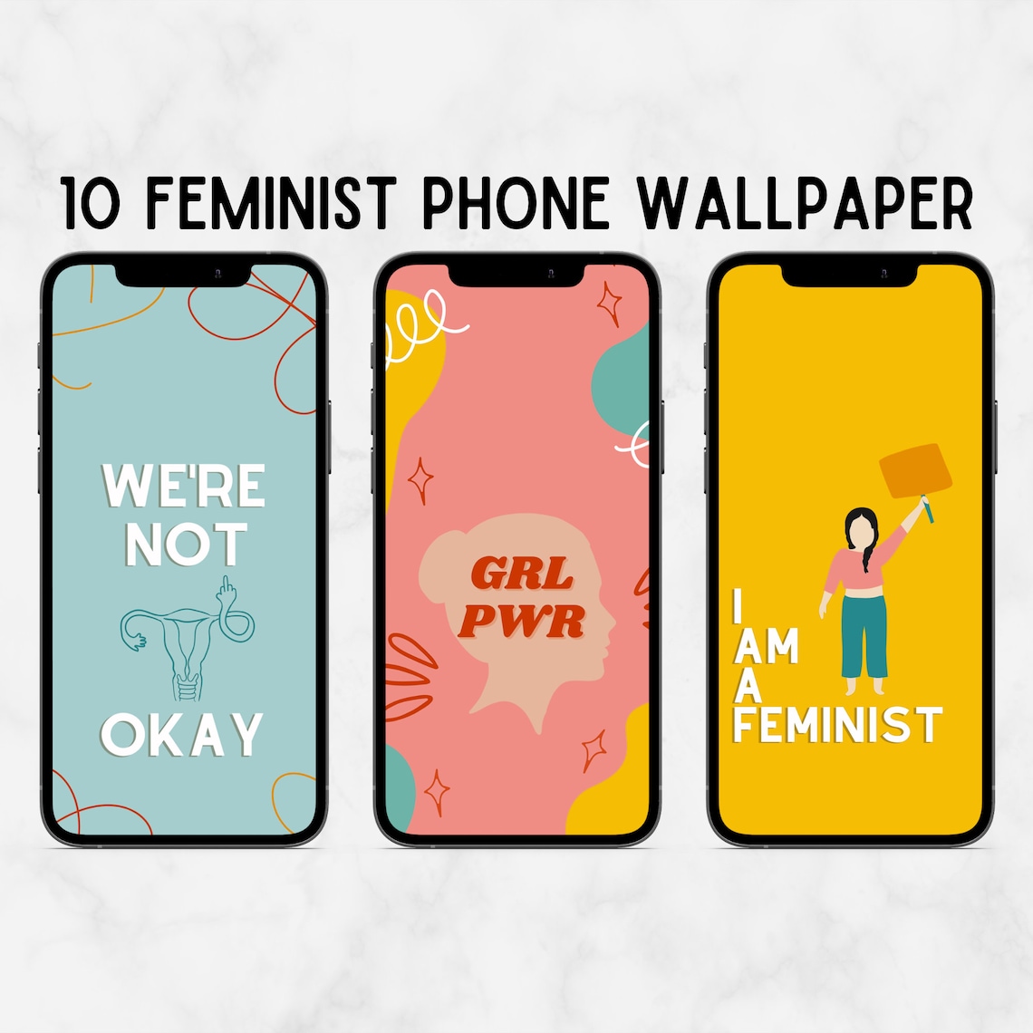Feminist iPhone Wallpaper 70s Groove Aesthetic Wallpaper, GRL PWR, Girl ...
